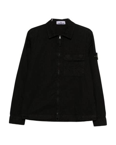 Stone Island Zip Front Long Sleeves In Black For Men Lyst