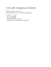 LAB Swapping Variables Docx LAB Swapping Variables Def Swap Values User Val User