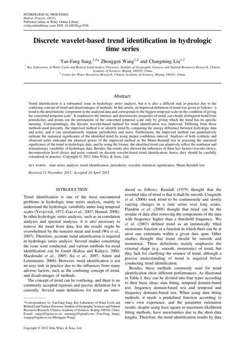 Pdf Discrete Wavelet Based Trend Identification In Hydrologic Time Series