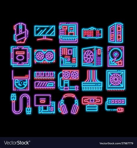 Computer Technology Neon Glow Icon Royalty Free Vector Image