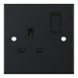 LGA Selectric Matt Black 13 Switched Socket C W Berry
