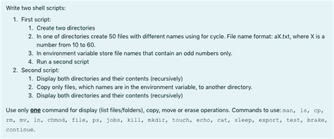 Solved Write Two Shell Scripts 1 First Script 1 Create