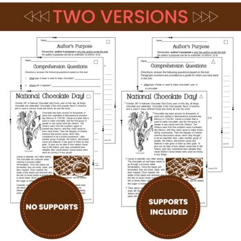 October Differentiated Reading Passages Author S Purpose Comprehension