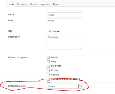 Not Able To Set One Template As A Default In Content Node