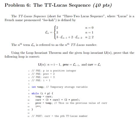 solved problem 6 the tt lucas sequence 40 pts the