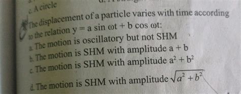 The Displacement Of A Particle Varies With Time Accordingto The Relation