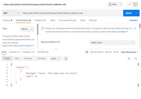 Request For Oauthtoken For Twitter Shows Sorry This Page Doesnt