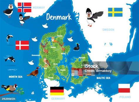 Denmark Travel Maps Stock Illustration Download Image Now Aalborg