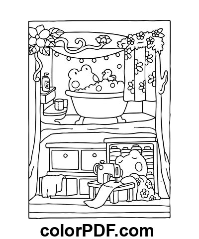Cozy Spaces Frog House Coloring Pages And Books In Pdf