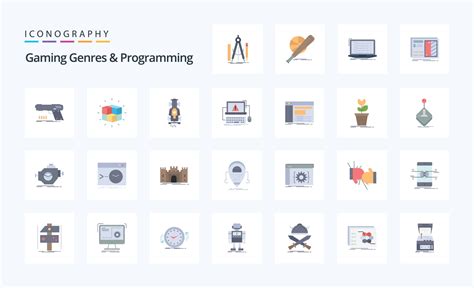 25 Gaming Genres And Programming Flat Color Icon Pack 18273122 Vector Art At Vecteezy