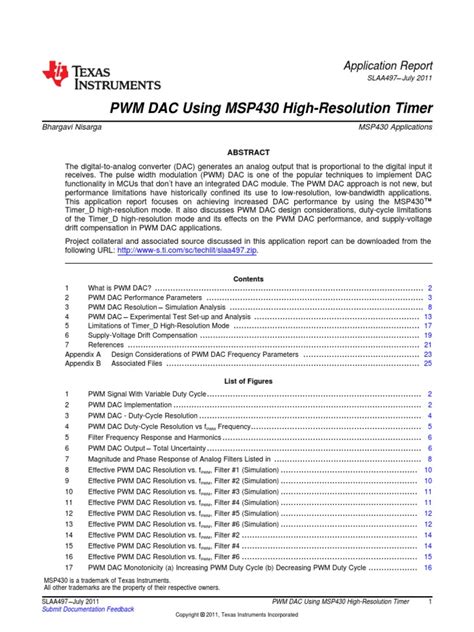 Pdf Pwm Dac Using Msp430 High Resolution Timer Dokumentips