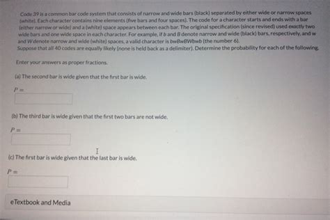 Solved Code 39 Is A Common Bar Code System That Consists Of