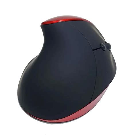 Mouse Óptico Vertical Ergonômico X ZHANG Sem Fio Recarregável Vermelho Preto XZ