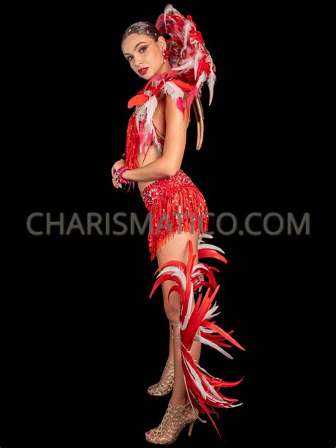 Red Samba Feather Fantasy Fest Carnival Costume Set