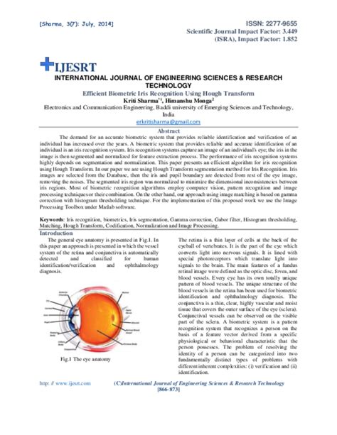Pdf Efficient Biometric Iris Recognition Using Hough Transform With Secret Key