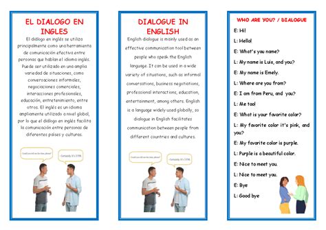 Triptico De Dialogo En Ingles El Dialogo En Ingles El Diálogo En