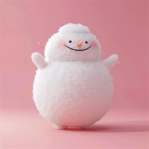 2w Japanese Snow Yokai Minimalist Style Wool Felt Art Style Pixar