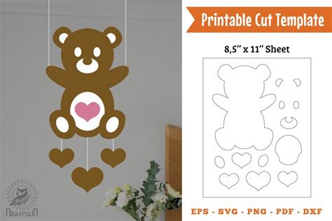 Cute Bear Printable Cut Template Papercut