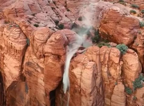 Video Captures Rare Reverse Waterfall In Utah