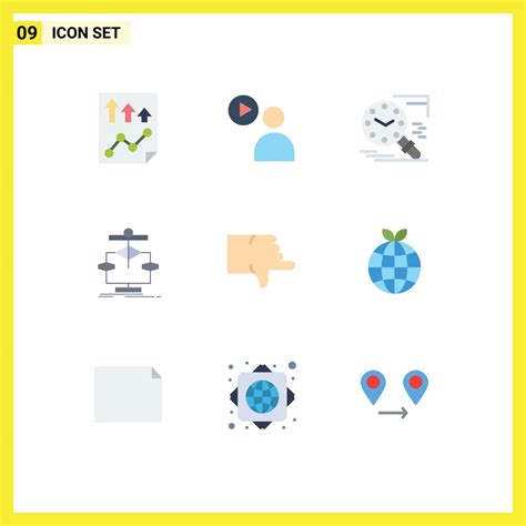 Modern Set Of 9 Flat Colors Pictograph Of Diagram Chart Watch Algorithm History Editable Vector