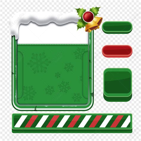 눈송이 테두리 빨강 및 녹색 크리스마스 게임 테마 게임 Ui 버튼 일러스트 눈 일러스트 줄무늬 일러스트 Png 일러스트 무료 다운로드 Lovepik