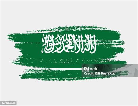 사우디 아라비아의 예술적 그런지 브러시 깃발은 흰색 배경에 분리되어 있습니다 국기의 우아한 질감 사우디아라비아의 국기에 대한 스톡 벡터 아트 및 기타 이미지 Istock