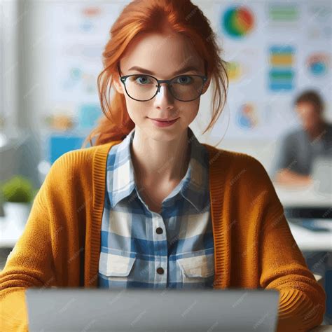 premium vector color picture a programmer girl with glasses looks at