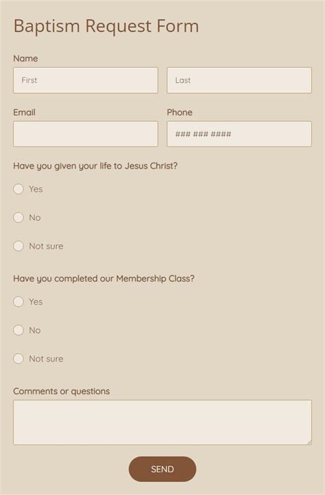 Free Baptism Request Form Template 123formbuilder