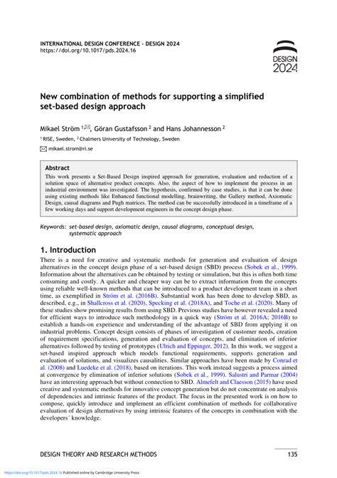 Pdf New Combination Of Methods For Supporting A Simplified Set Based Design Approach