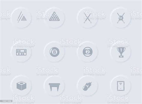 둥근 고무 버튼에 회색 벡터 아이콘을 당구합니다 웹 모바일 앱 Ui 디자인 및 프로모션 비즈니스 폴리그래피용 당구 아이콘 세트 Championship에 대한 스톡 벡터 아트