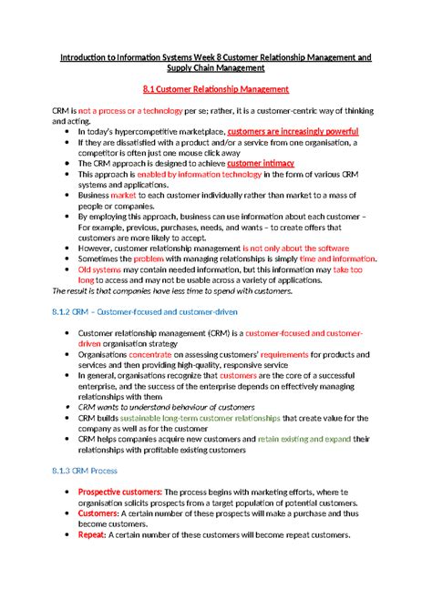 Introduction To Information Systems Lecture 8 Introduction To Information Systems Week 8