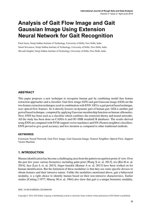Pdf Analysis Of Gait Flow Image And Gait Gaussian Image Using Extension Neural Network For