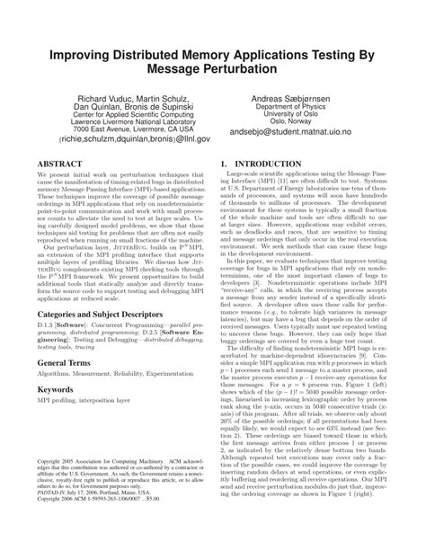 Pdf Improving Distributed Memory Applications Testing By Message