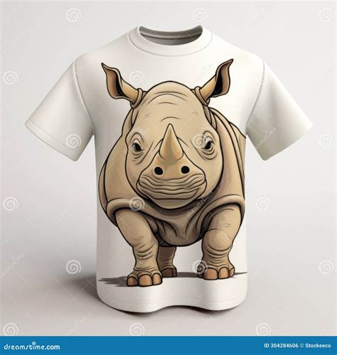 Desenho Da Camiseta De Rinocerontes Caricatura Com Detalhes