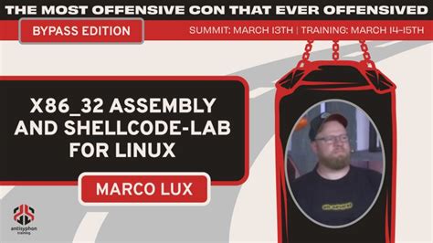 Another Run Of X8632 Assembly And Shellcode Lab For Linux With Marco Lux Is Coming Up During