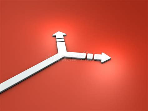 an arrow with a left and right split point abstract concept
