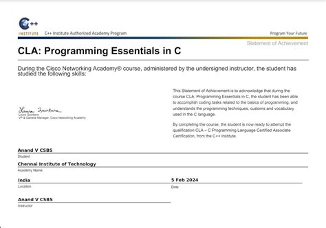 Anand V On Linkedin Cit Cisconetworkingacademy Cprogramming Continuouslearning Csbs