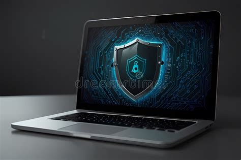 Cybersecurity Shield On Laptop Digital Data Protection Concept Stock Image Image Of Digital