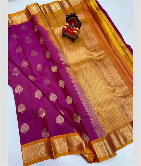 Kanchipuram pattu sarees | Kanchi silk handloom saree with All over Buttas design online from ...