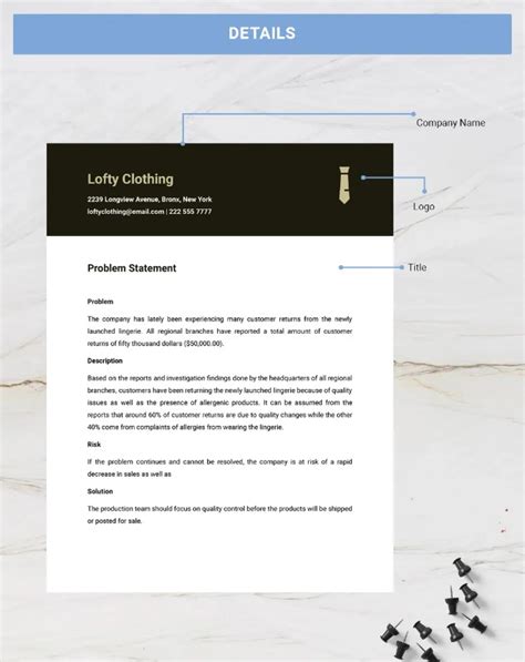 Product Problem Statement Template PreWrite
