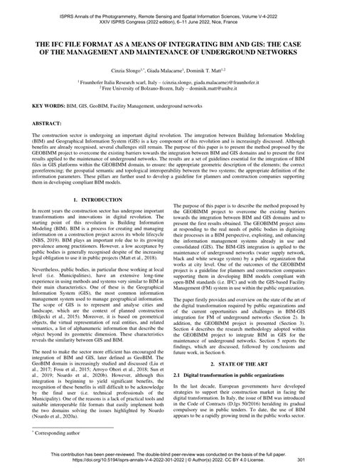 Pdf The Ifc File Format As A Means Of Integrating Bim And Gis The