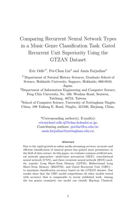 PDF Comparing Recurrent Neural Network Types In A Music Genre Classification Task Gated