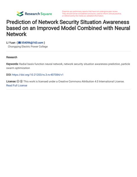 pdf prediction of network security situation awareness based on an