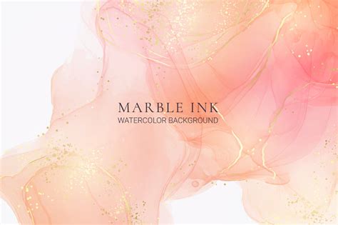 골든 닷이 있는 로즈 핑크 액체 수채화 배경 먼지가 홍당무 대리석 알코올 잉크 그리기 효과 웨딩 초대 메뉴 Rsvp에 대한 벡터 일러스트 디자인 템플릿 분홍에 대한 스톡