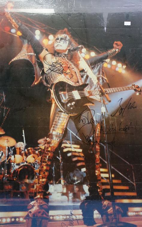 Lot Framed Gene Simmons Kiss Poster With Signatures