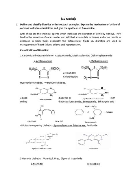 Define And Classify Diuretics With Structural Examples Pdf
