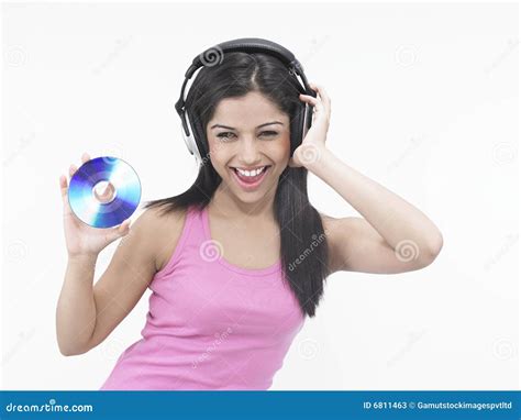 Asian Virgin With Her Compact Disc Stock Image Image Of Face Flying