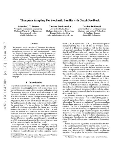 pdf thompson sampling for stochastic bandits with graph feedback