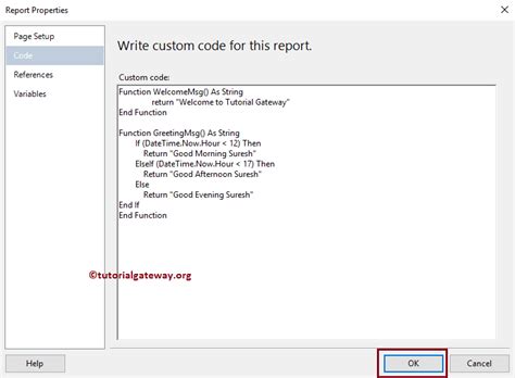 custom code in ssrs report
