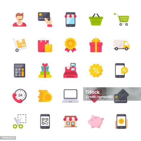 쇼핑 및 전자 상거래 플랫 아이콘입니다 재질 디자인 스타일 아이콘입니다 픽셀 완벽한 모바일 및 웹용 쇼핑 전자 상거래 지불 방법 돼지 저금통 배달 등의 아이콘이 포함되어
